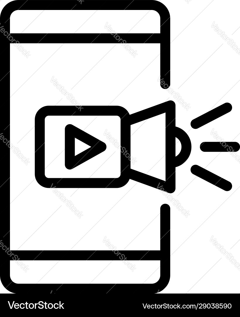 Smartphone video play icon outline style Vector Image