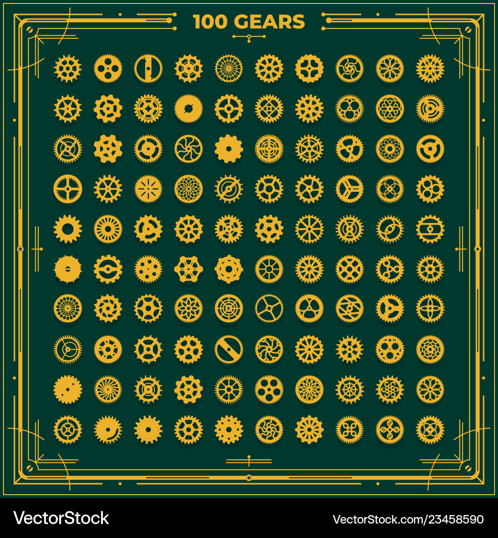 Steampunk gears set victorian vintage Royalty Free Vector