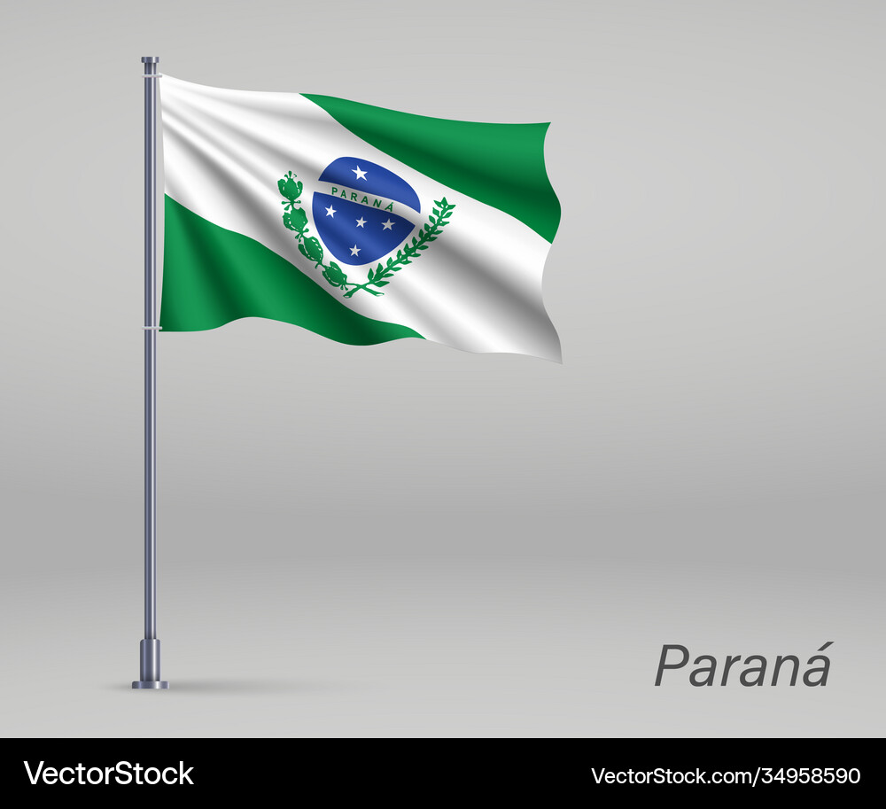 Waving flag parana - state brazil Royalty Free Vector Image