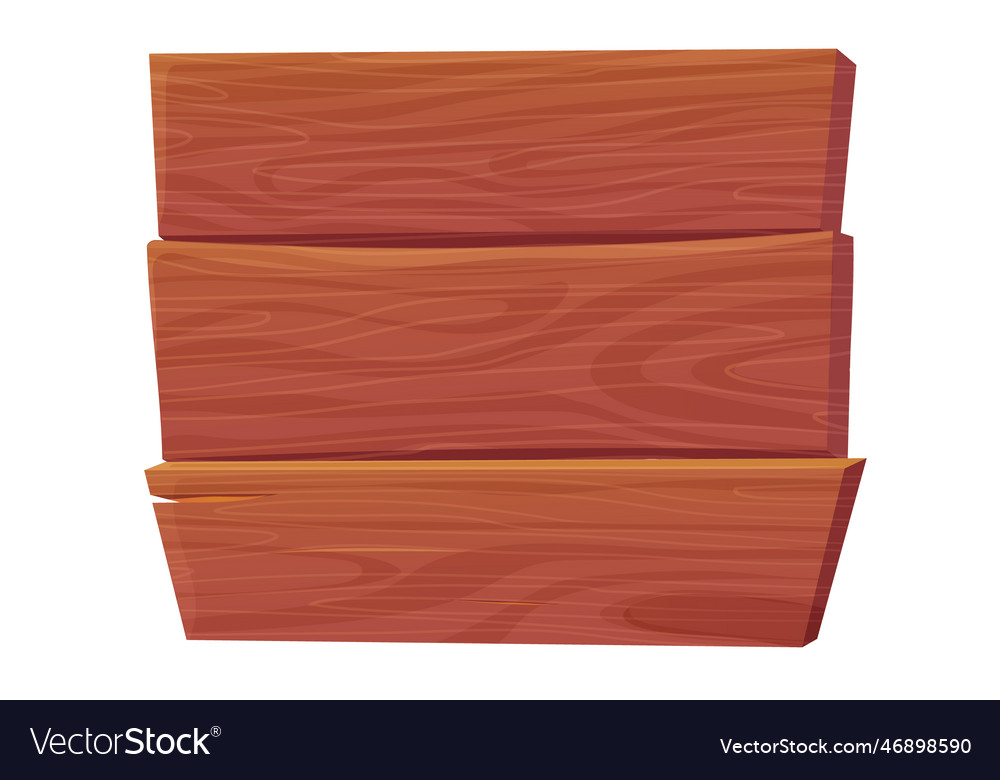 Wooden plank frame game ui asset textured piece Vector Image