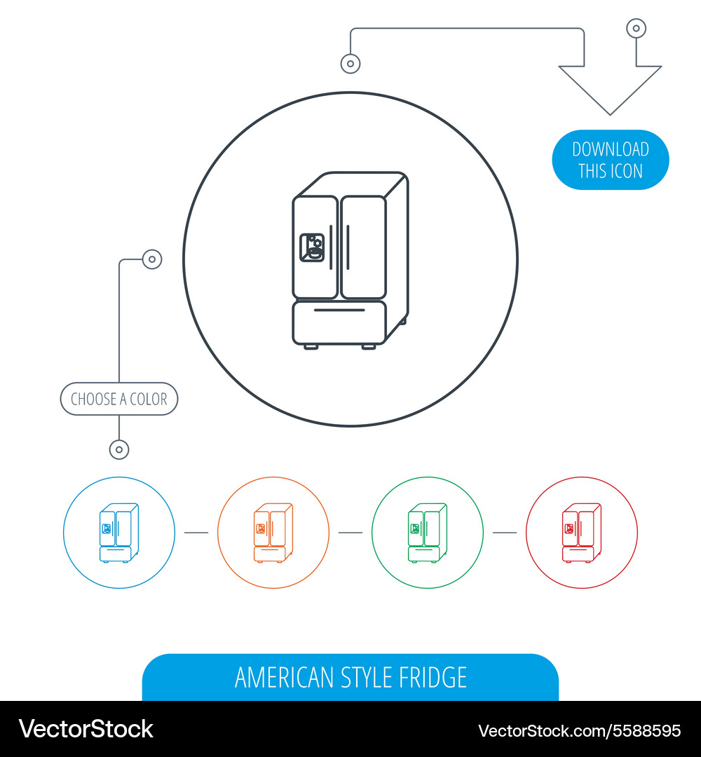 American fridge icon refrigerator with ice sign Vector Image