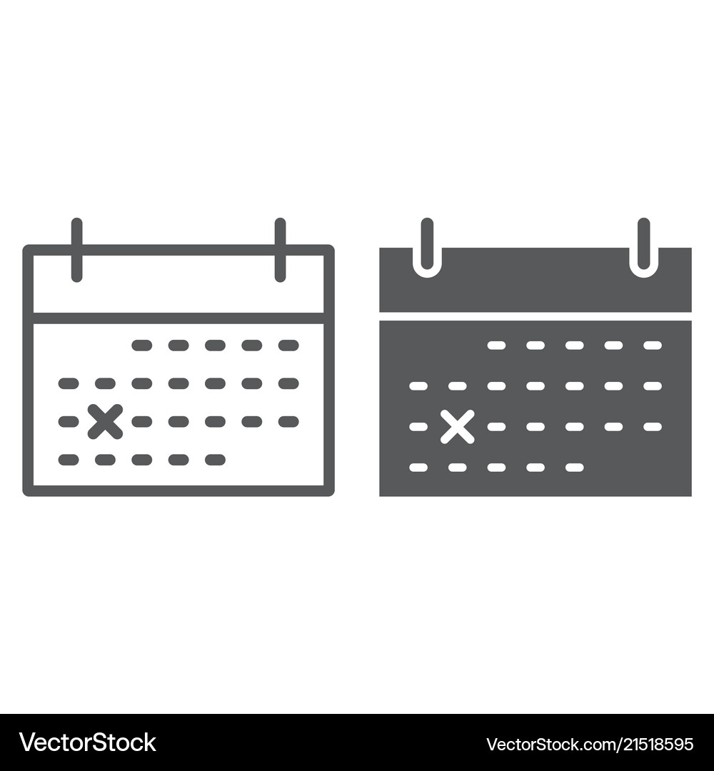 Calendar line and glyph icon office Royalty Free Vector