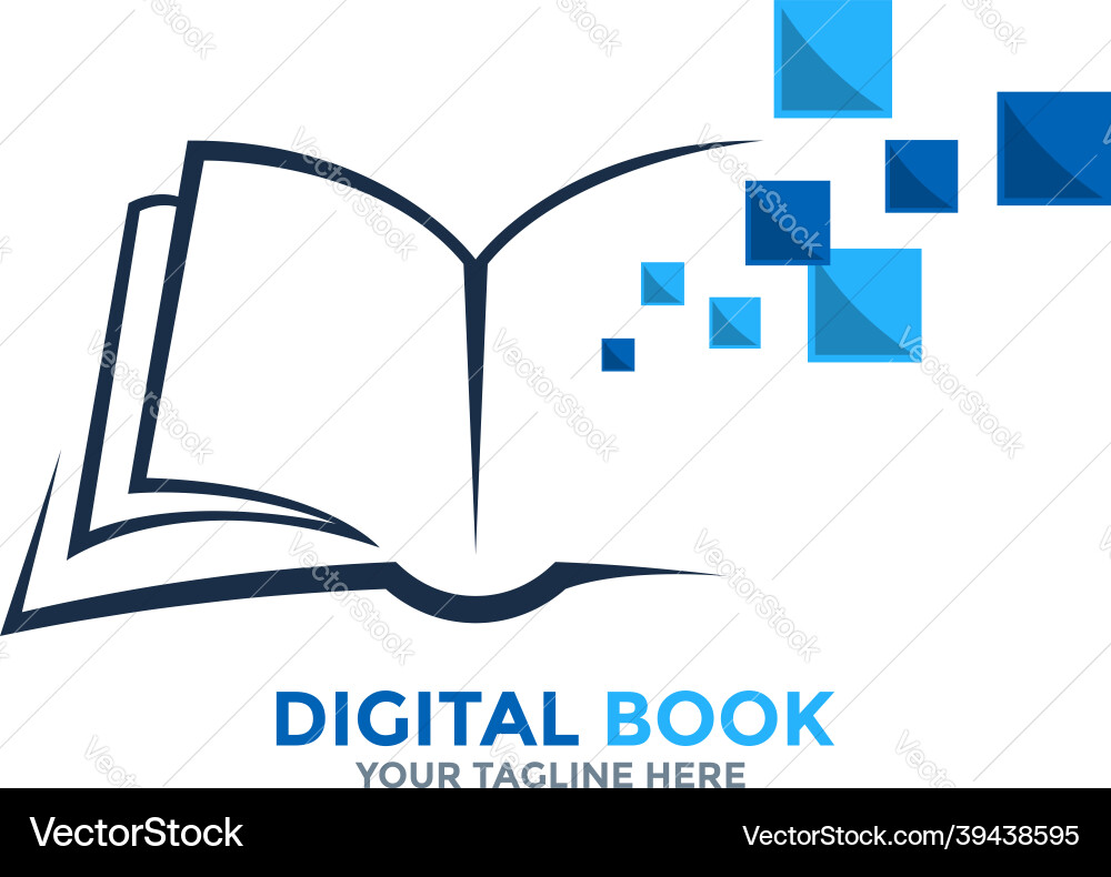 Digital book logo on-line educational blue book Vector Image