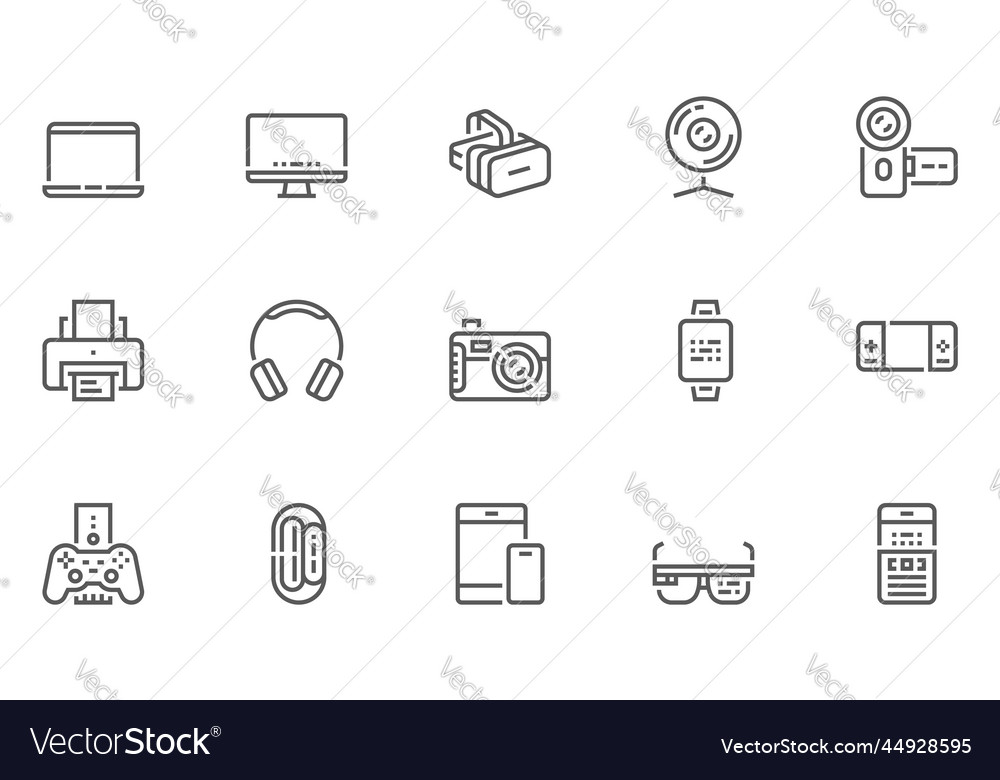Electronic devices line icons set Royalty Free Vector Image