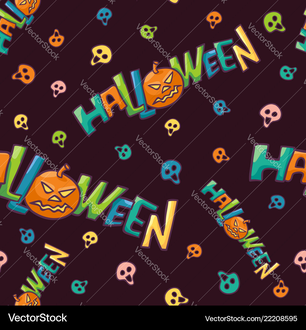 Halloween bright seamless pattern colorful Vector Image
