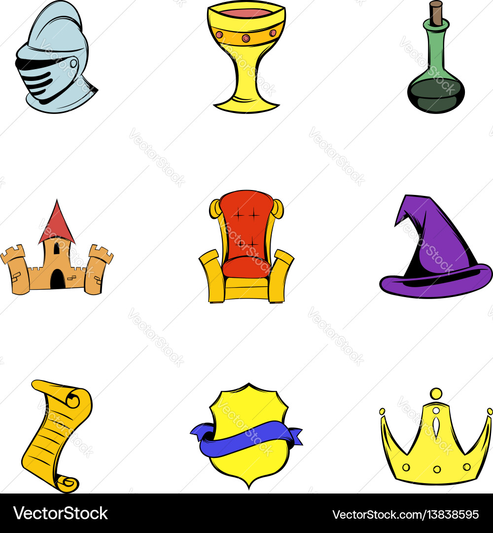 Middle age icons set cartoon style Royalty Free Vector Image