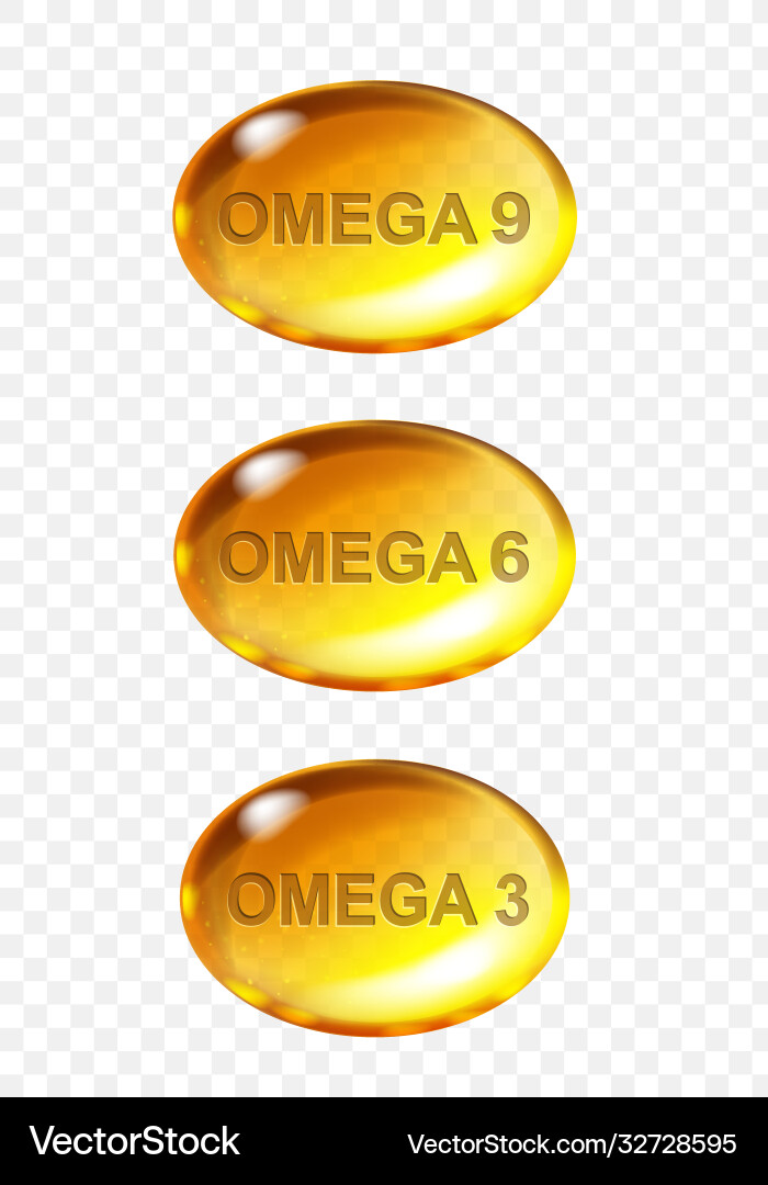 Omega acids shiny drops nutrient fish oil Vector Image