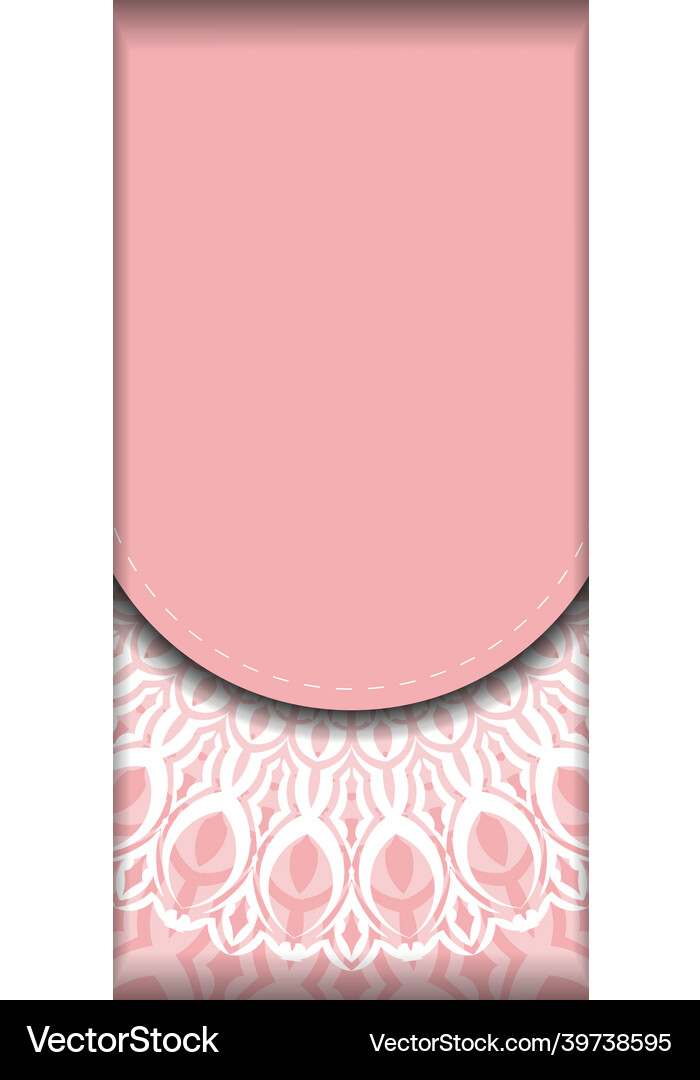 Pink color brochure with vintage white pattern Vector Image