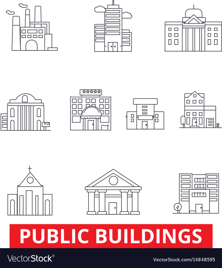 Public institutional buildings commercial houses Vector Image Public institutional buildings commercial houses Vector Image
