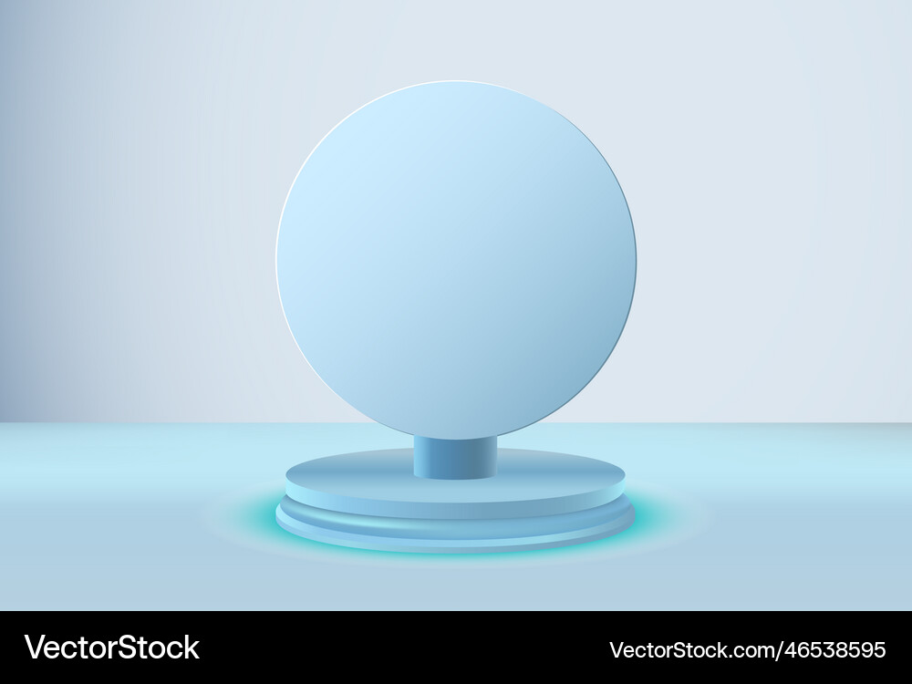 Realistic blue cylindrical pedestal with a round Vector Image