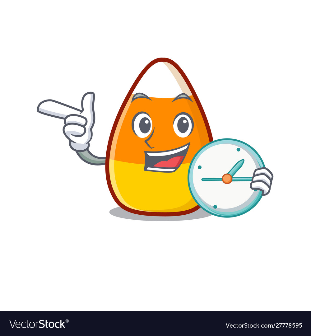With clock candy corn cartoon character shape Vector Image