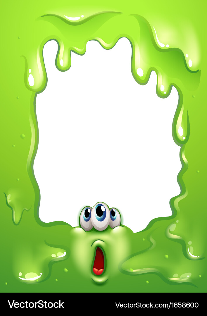 A border design with three-eyed monster hiding Vector Image