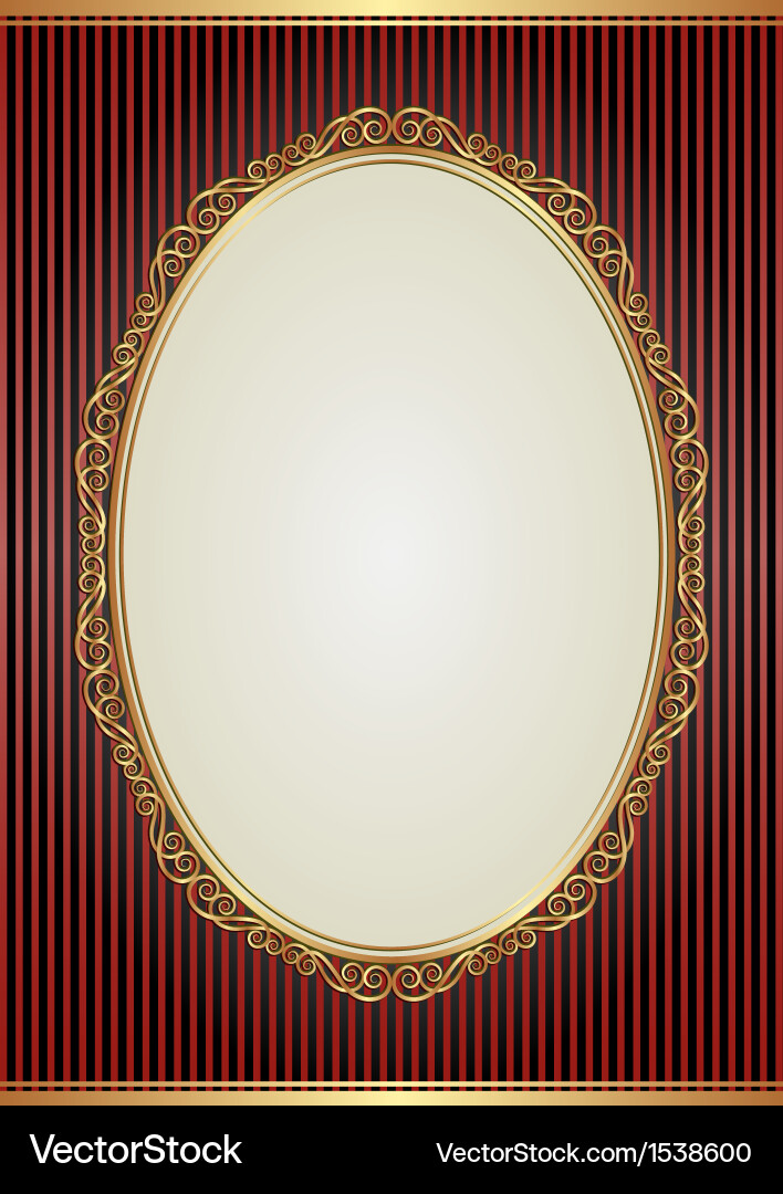Background with oval frame and golden ornaments Vector Image