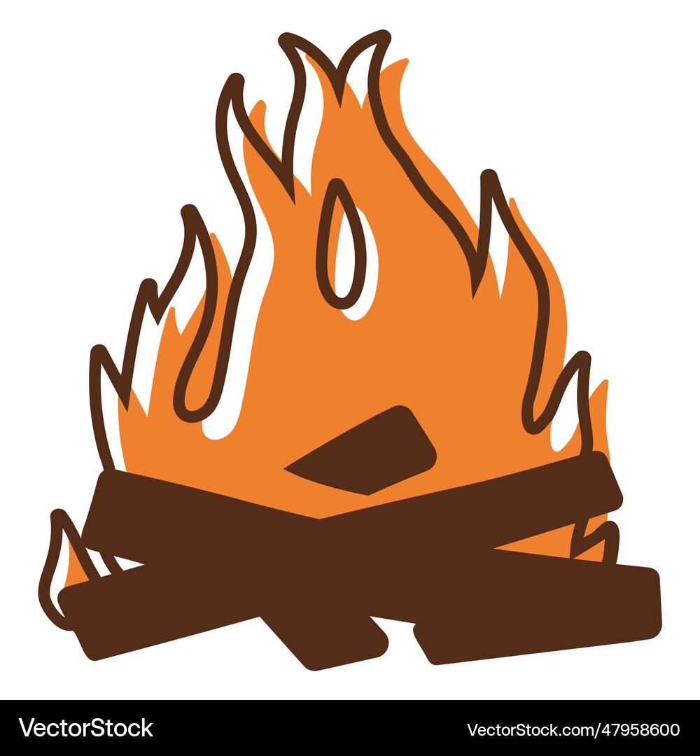 Bonfire flaming color stroke Royalty Free Vector Image
