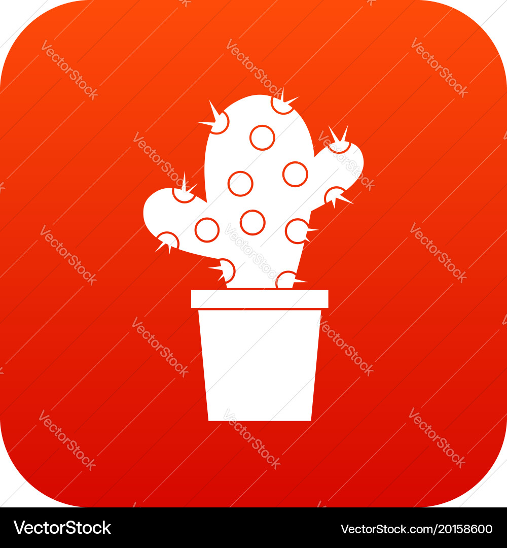 Cactus icon digital red Royalty Free Vector Image