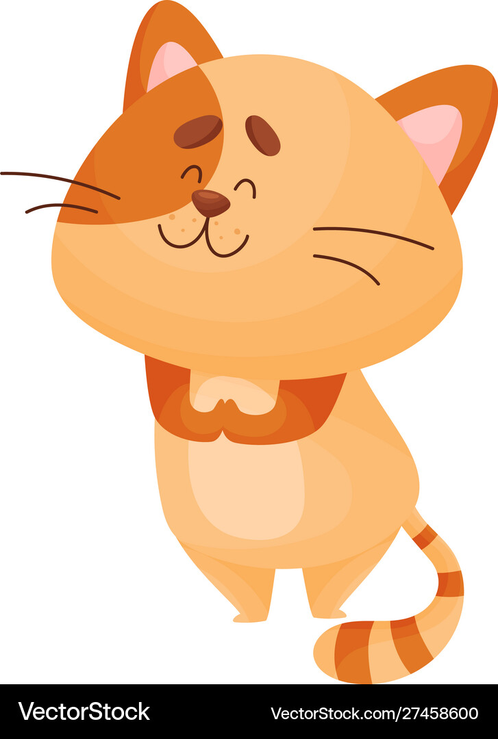 Cartoon cat yogi meditates standing Royalty Free Vector