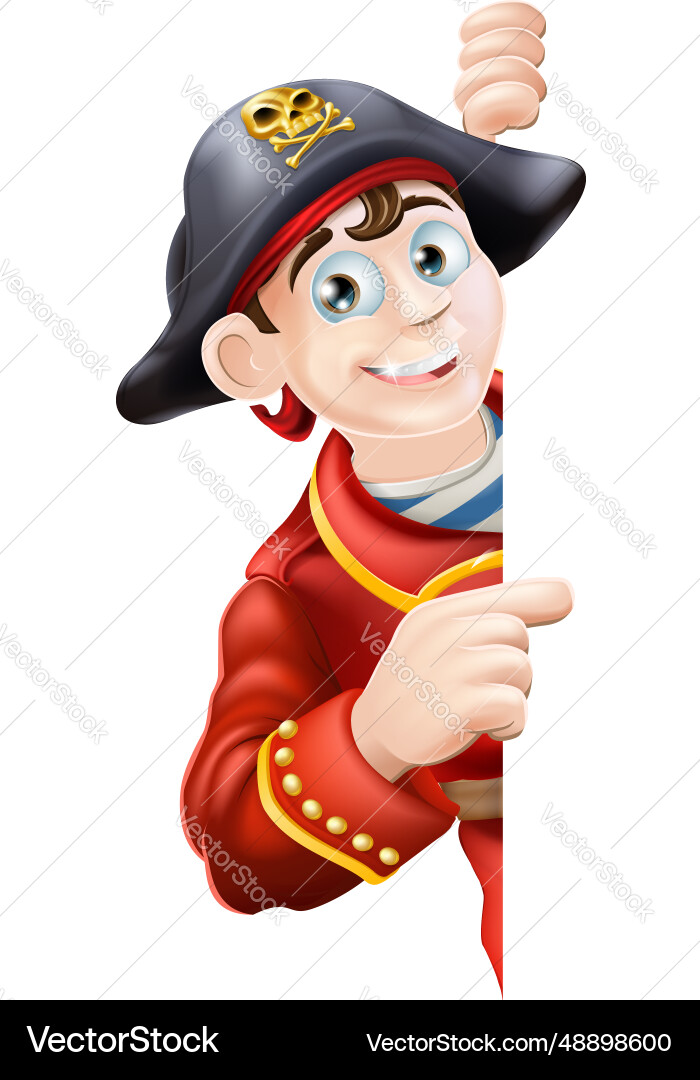Cartoon pirate pointing Royalty Free Vector Image