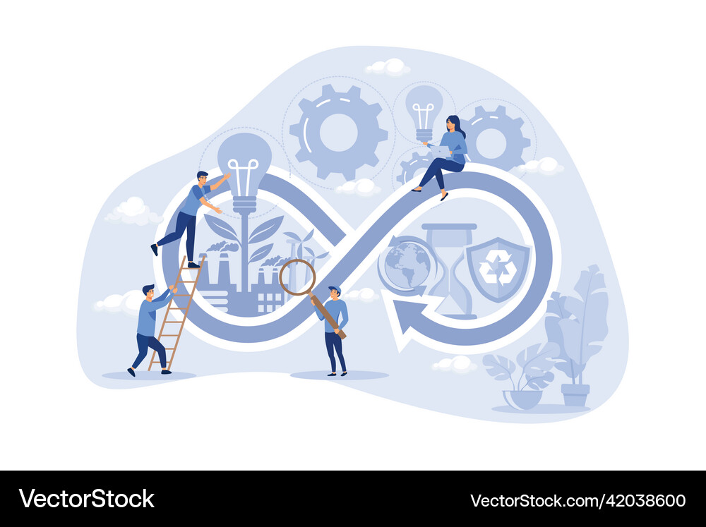 Circular economy manufacturing cycle Royalty Free Vector