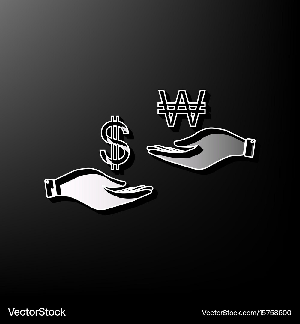 Currency exchange from hand to hand dollar Vector Image