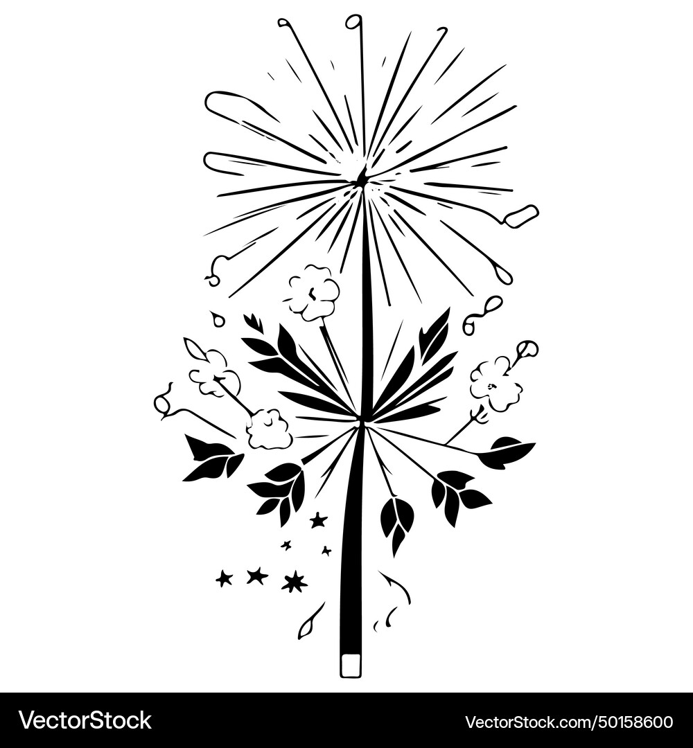 Fireworks abstract new year sketch hand black Vector Image