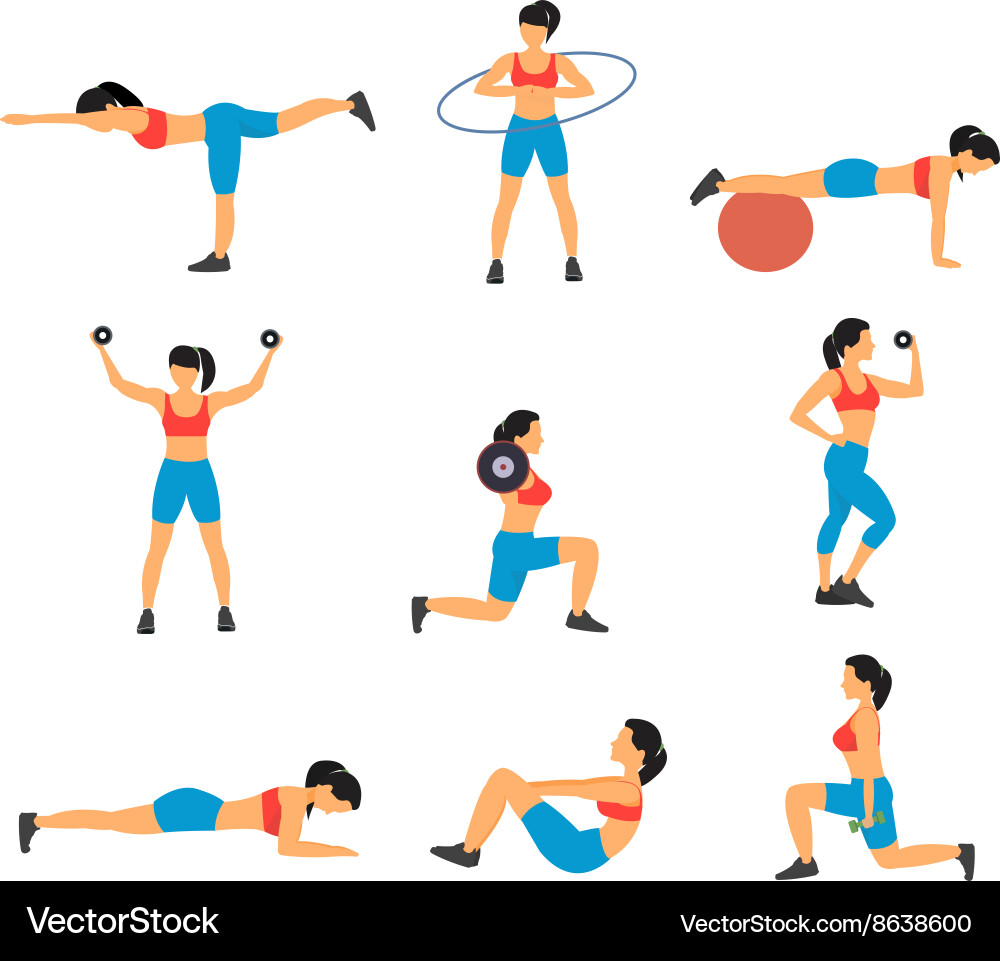 Fitness Decorative Flat Icons Set Royalty Free Vector Image