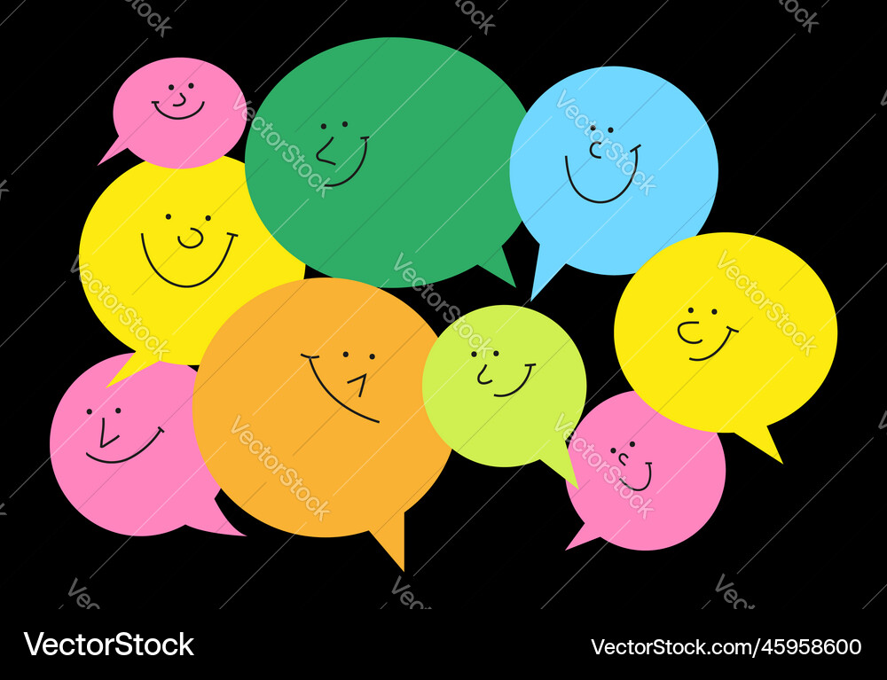 Funny faces icon set in cartoon style Royalty Free Vector