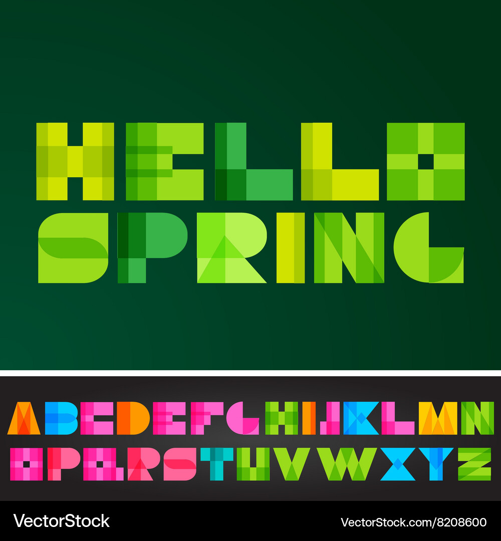 Geometric colorized shapes alphabet letters Vector Image