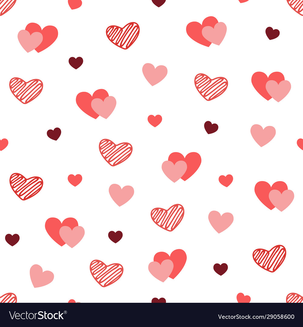 Heart Texture On White Background Hand Drawn Vector Image