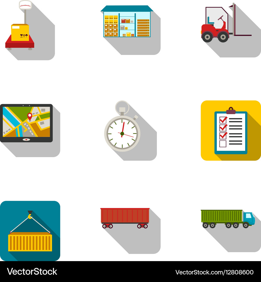 Logistic set icons in flat style big collection Vector Image