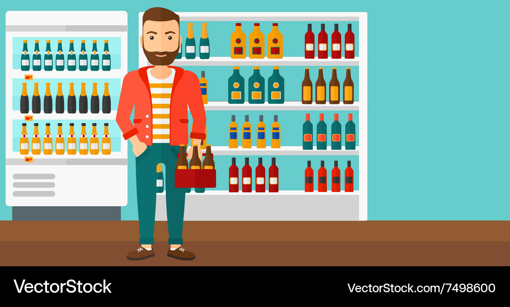 Man with pack of beer Royalty Free Vector Image