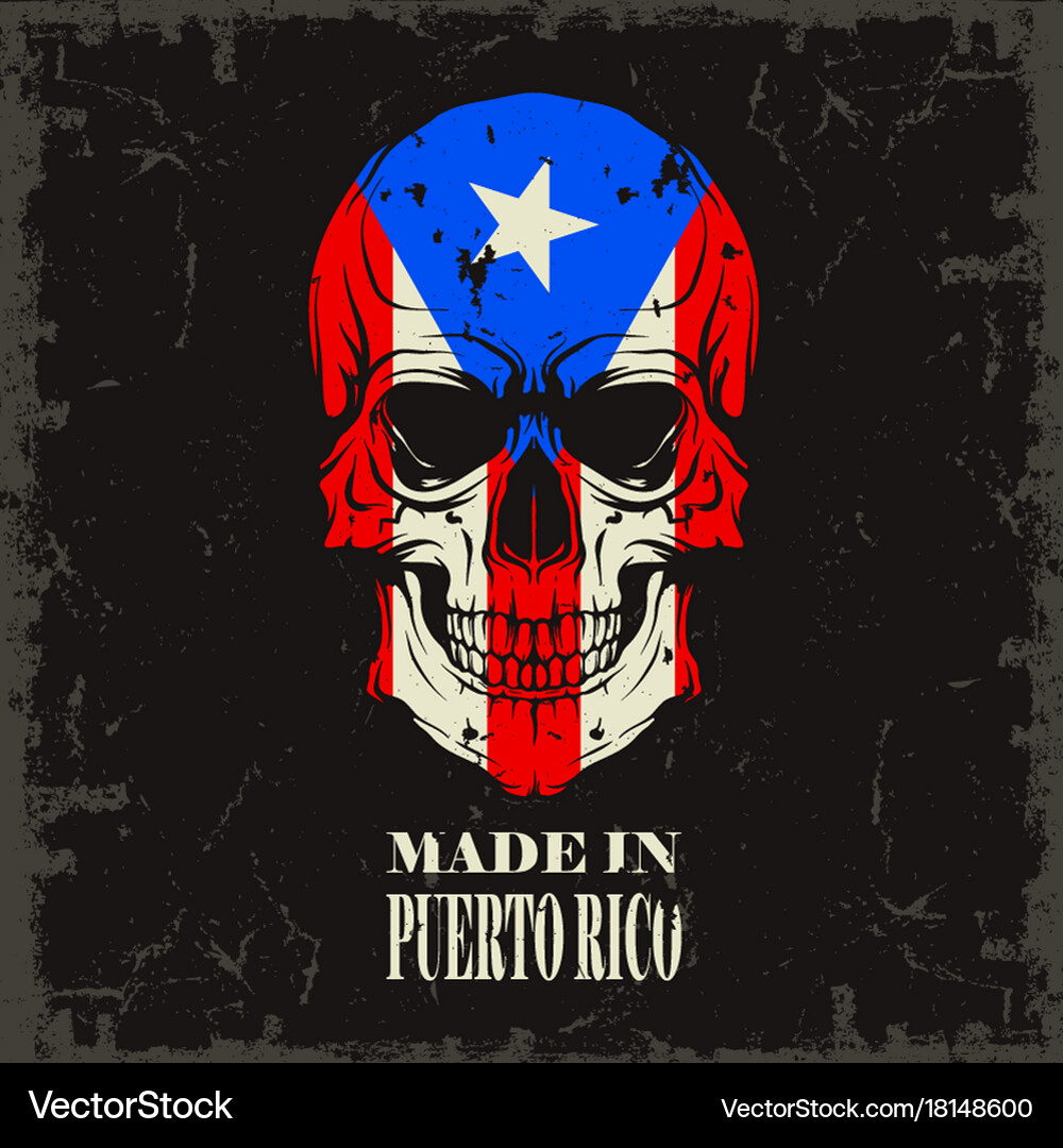 Puerto Rico Skull Flag Royalty Free Vector Image