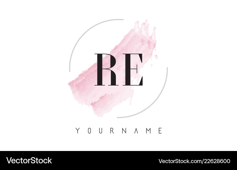 Re r e watercolor letter logo design Royalty Free Vector