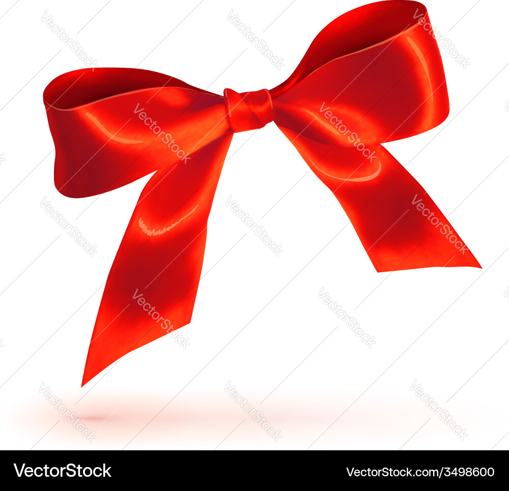 Red glossy bow on white background Royalty Free Vector Image