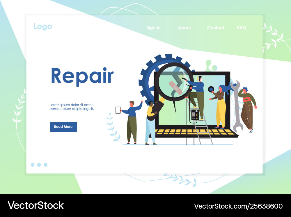 Repair website landing page design template Vector Image