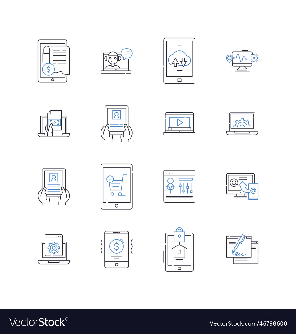 Technologies line icons collection robotics ai Vector Image