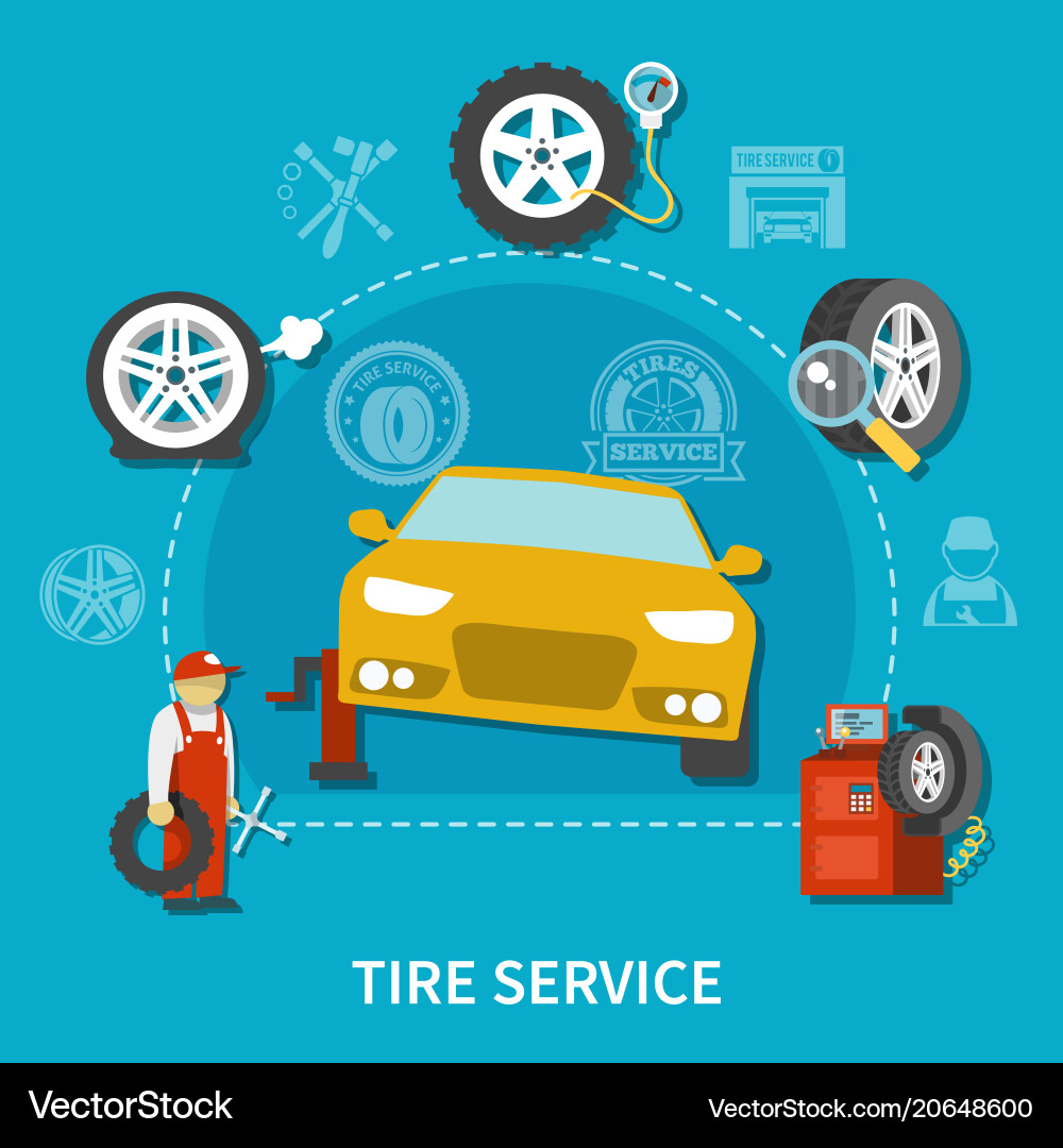 Tire service concept Royalty Free Vector Image