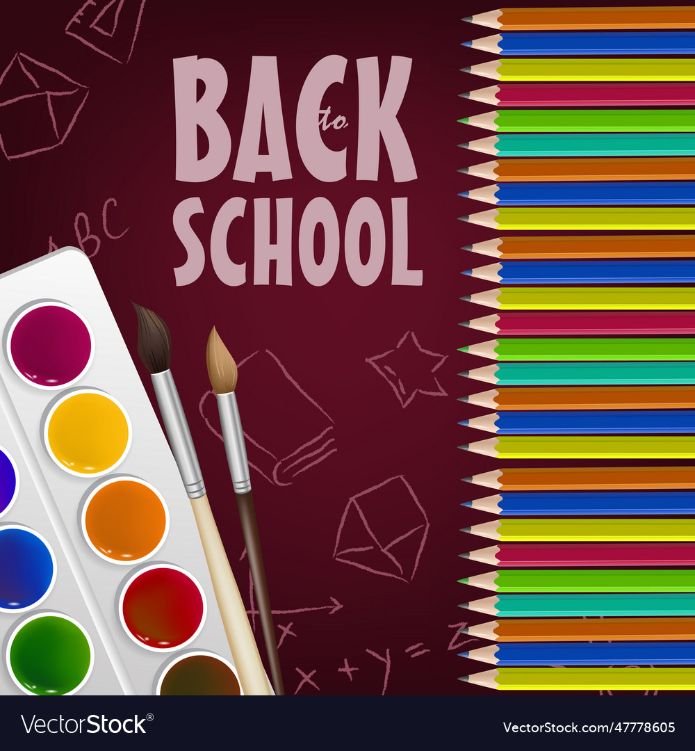 Back to school poster design with colored pencils Vector Image
