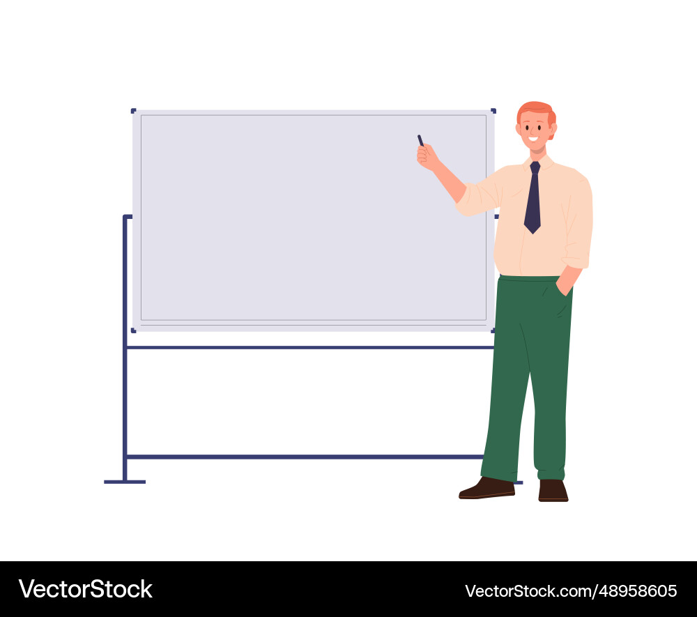 Businessman cartoon character making presentation Vector Image
