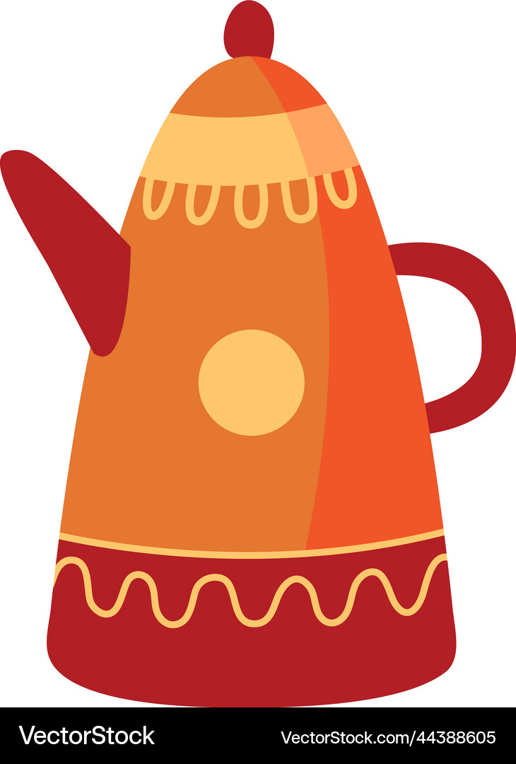 Cartoon teapot icon cute yellow patterned kettle Vector Image