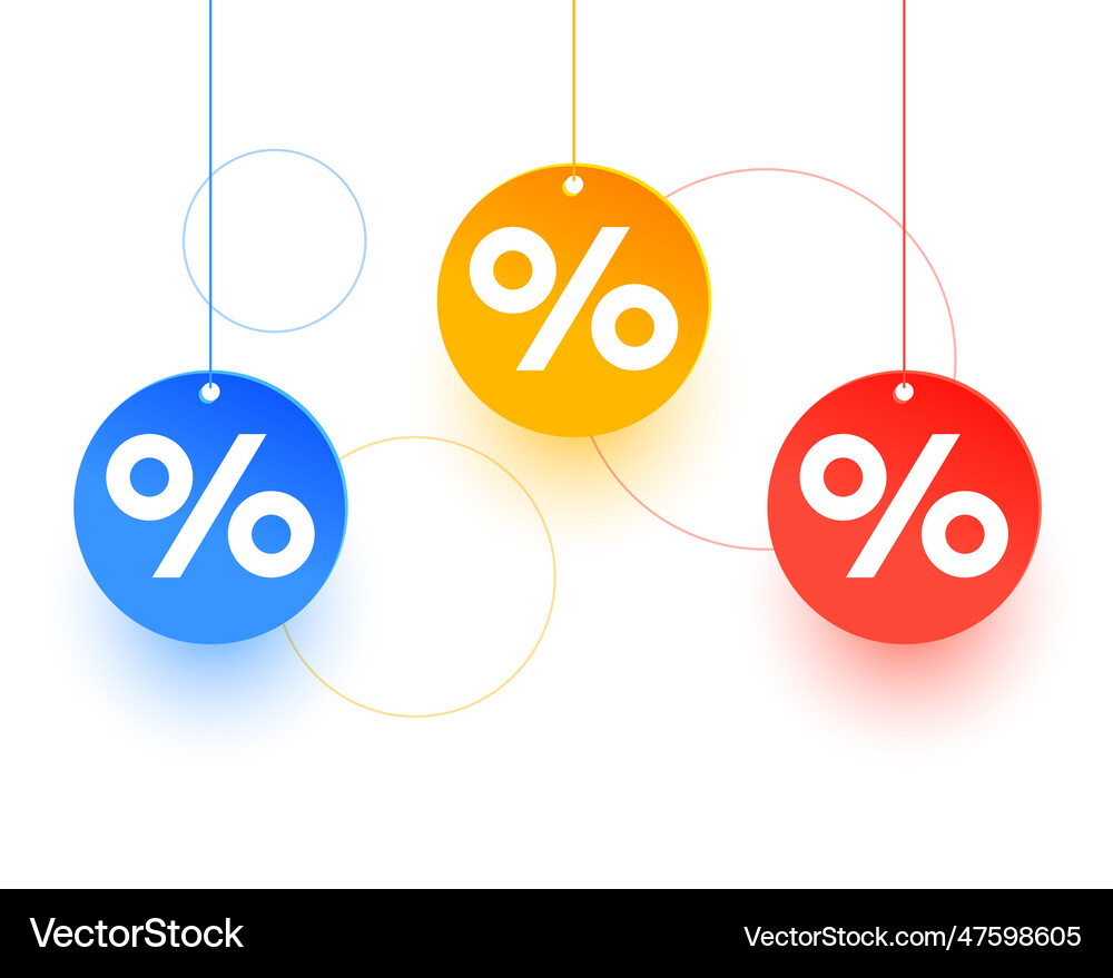 Hanging style percentage icon background design Vector Image