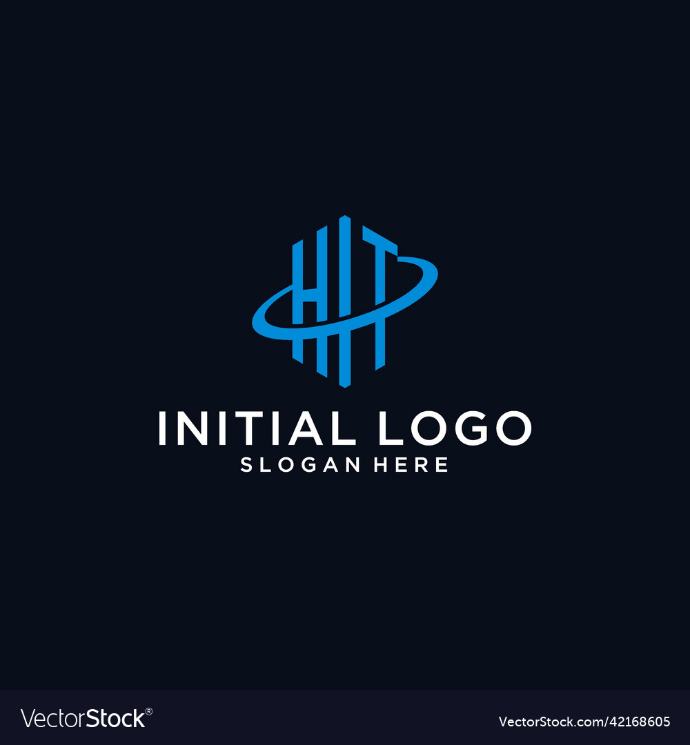 Ht initial monogram logo with hexagonal shape Vector Image
