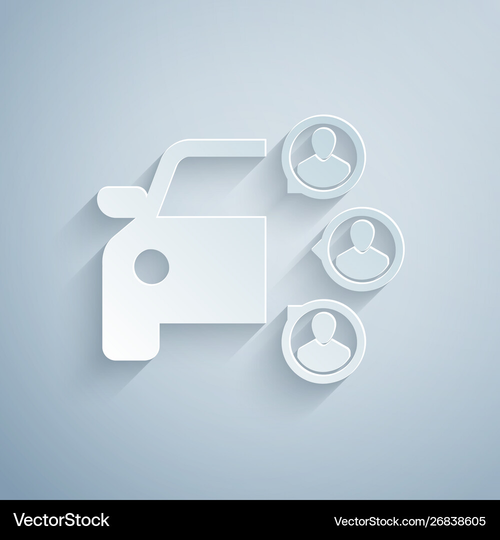 Paper cut car sharing with group people icon Vector Image