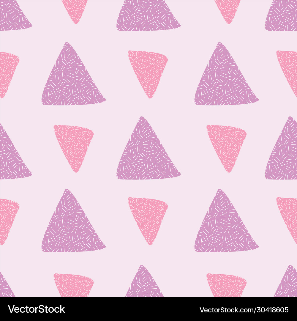 Triangles in stripes seamless with pink Royalty Free Vector