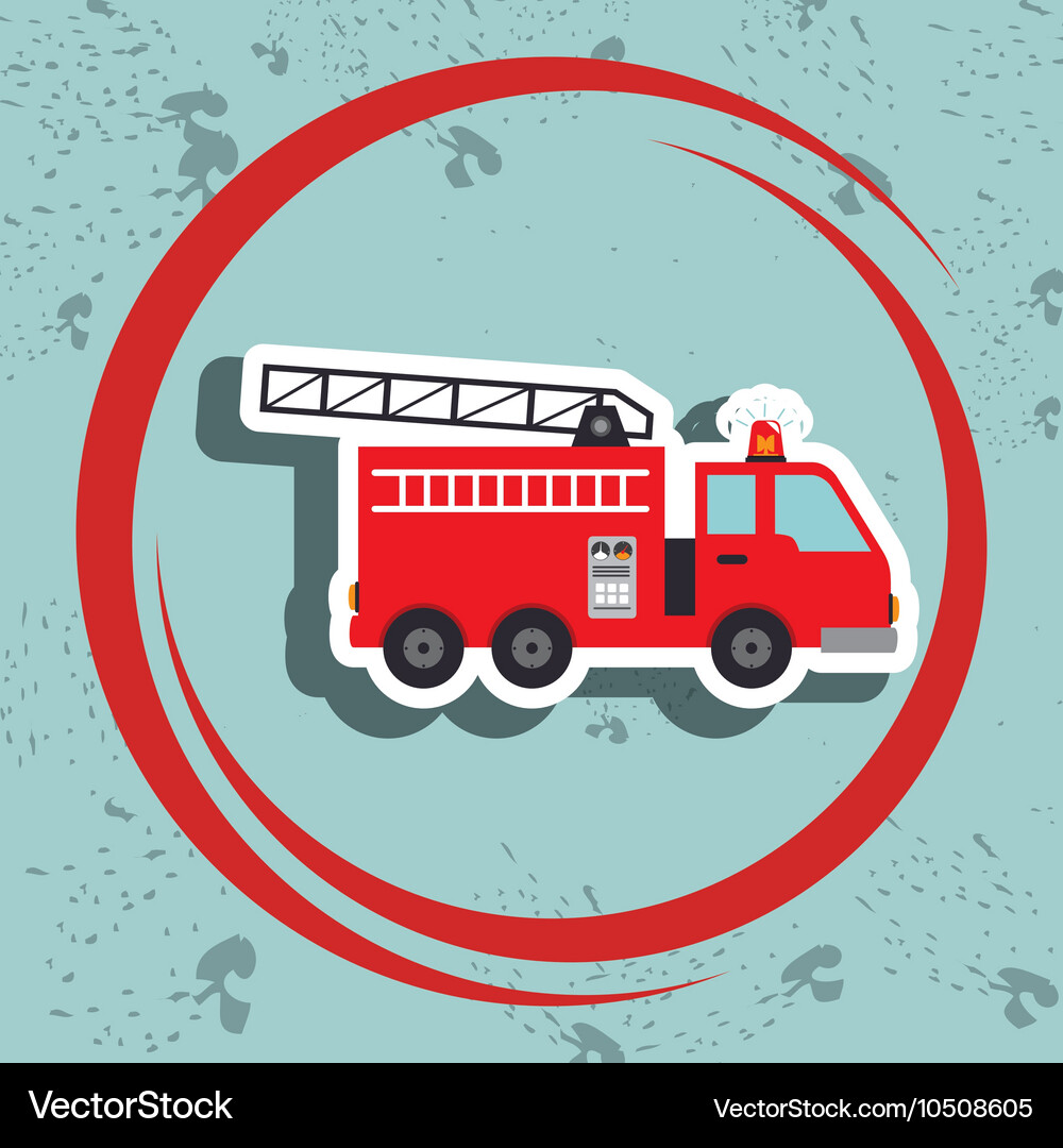 Truck fireman rescue fire Royalty Free Vector Image