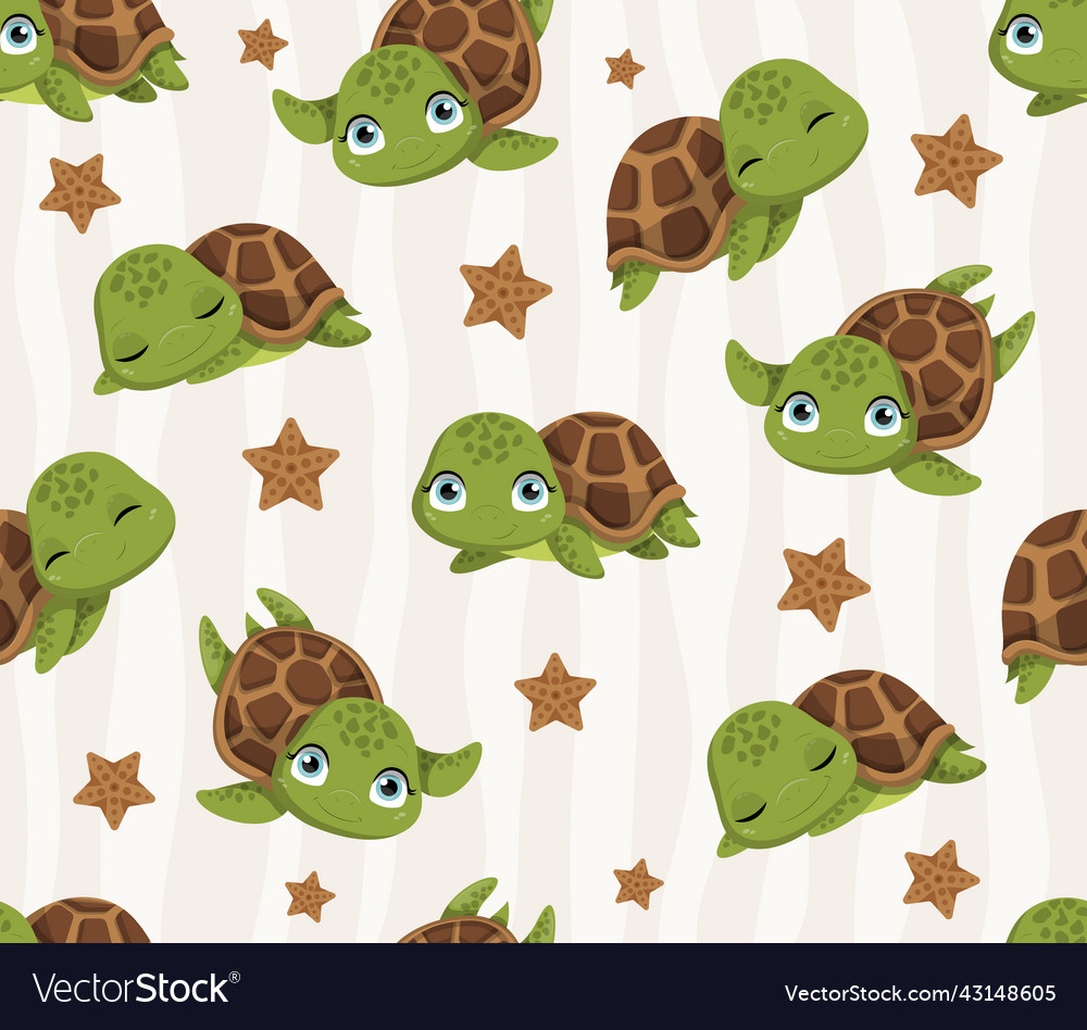 Turtles seamless pattern Royalty Free Vector Image