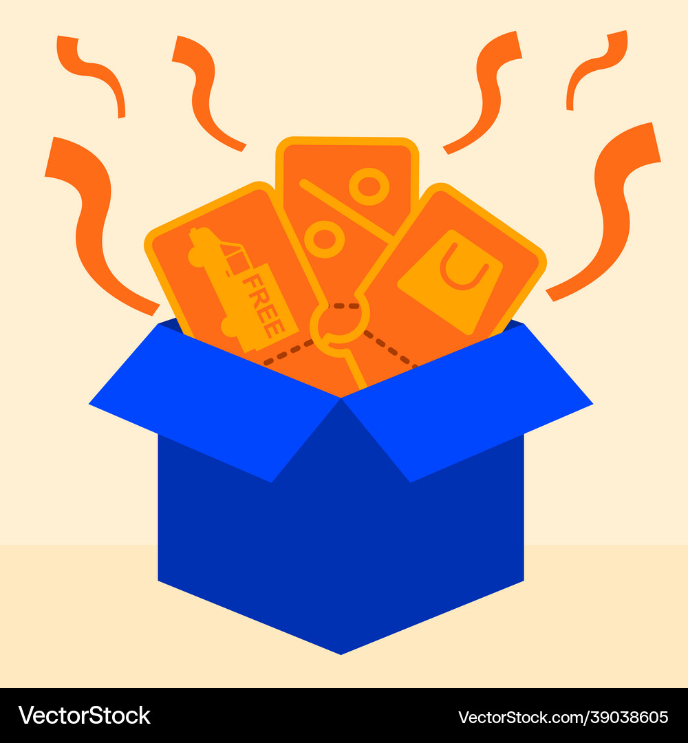 Voucher uprise box discount store Royalty Free Vector Image