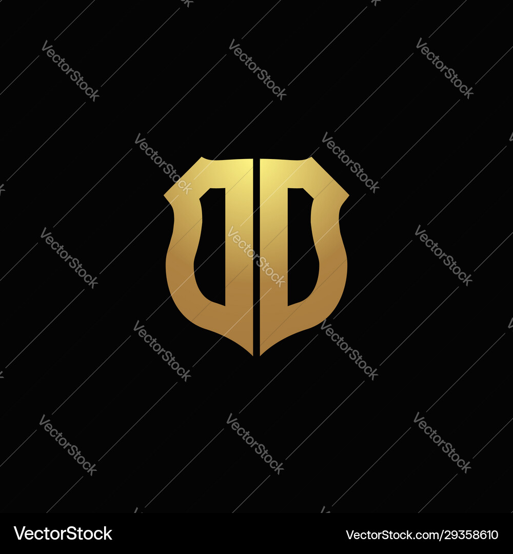 Dd logo monogram with gold colors and shield Vector Image