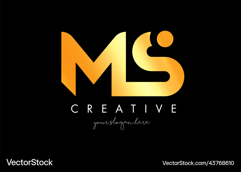 Golden gold ms letter logo design with creative Vector Image