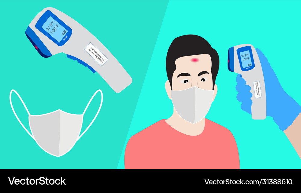 Infrared thermometer to measure human forehead Vector Image