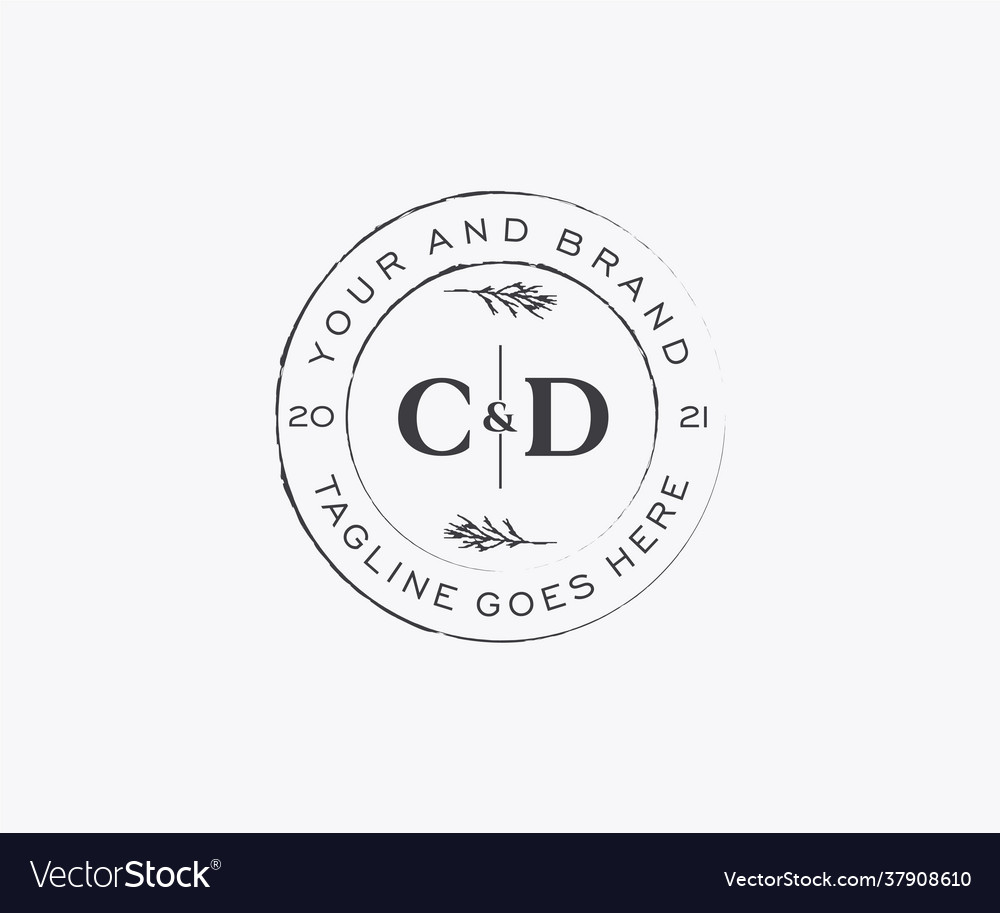 Initial cd letters floral frames botanical Vector Image Initial cd letters floral frames botanical Vector Image